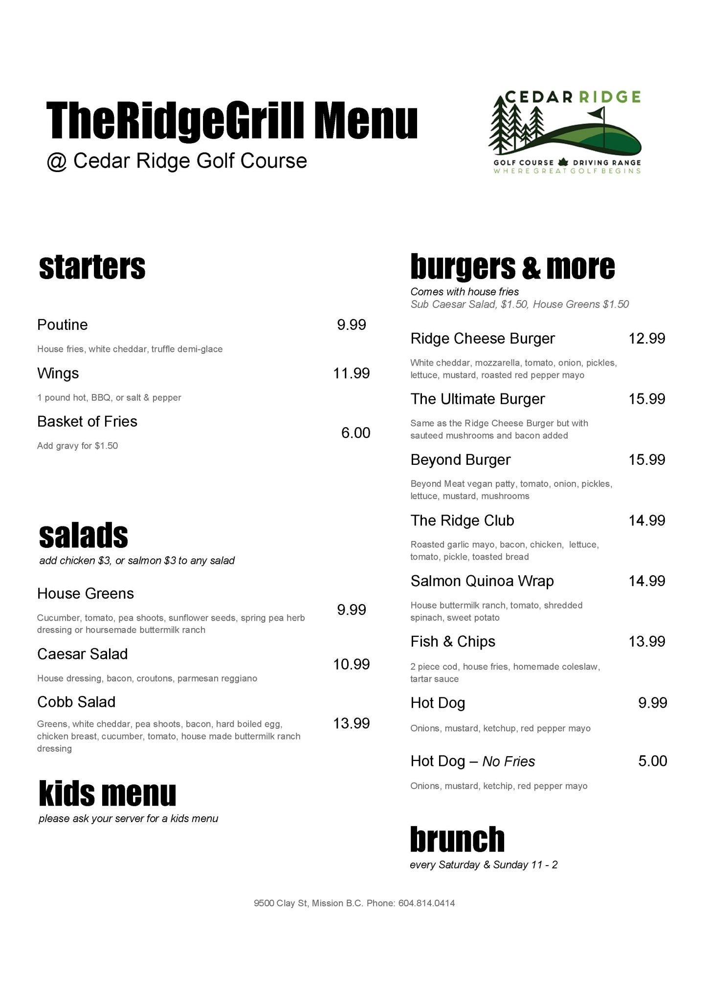 CEDAR RIDGE GOLF COURSE - The Ridge Grill